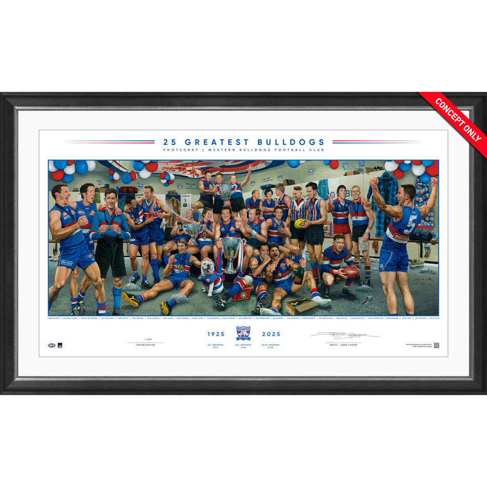 "25 Greatest Bulldogs" by Jamie Cooper Lithograph – memorabiliawarehouse